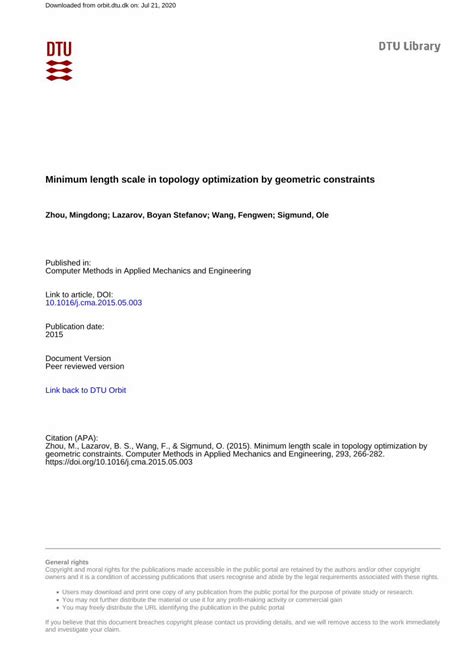 pdf minimum length scale in topology optimization by geometric