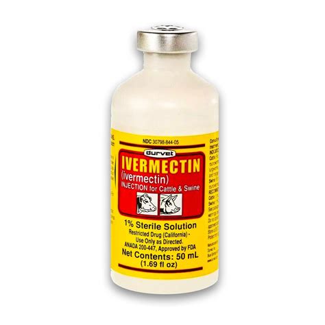 Durvet Ivermectin 1 Injectable 50ml The First Aid Gear Shop