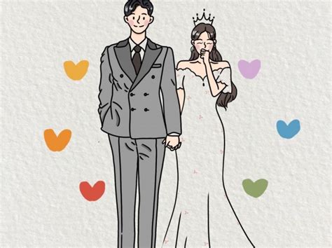 사랑스러운 커플 가족 우정 웨딩 드로잉 크몽