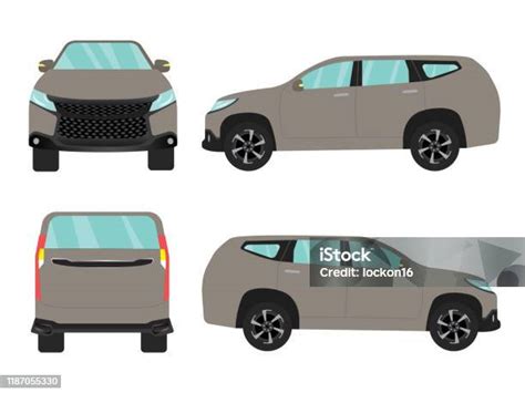 흰색 배경에 회색 Suv 자동차보기의 집합 일러스트 벡터 측면 전면 뒤 0명에 대한 스톡 벡터 아트 및 기타 이미지 0명 개념 개념과 주제 Istock