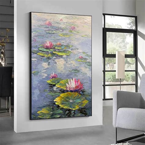 Amazon de Große abstrakte Wandkunst der Seerose handgemaltes