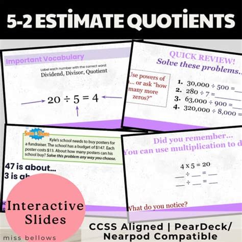 Topic 5 2 Estimate Quotients With 2 Digit Divisors Interactive Lesson Slides