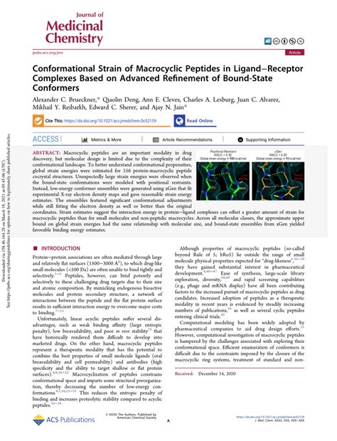 Pdf Conformational Strain Of Macrocyclic Peptides In Ligand Receptor