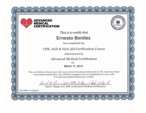 Cpr Aed First Aid Certificate