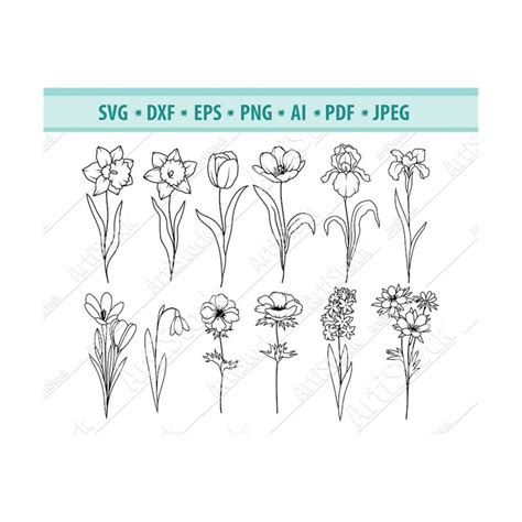 Flower Svg Files Field Flowers Svg Wildflowers Svg Flower Inspire