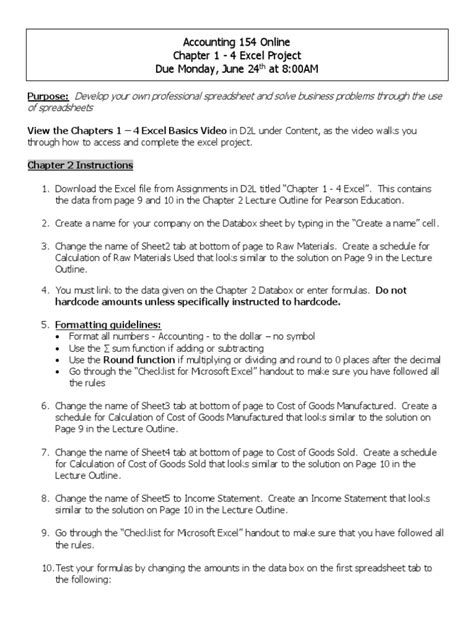 Chapter 1 4 Excel Instructions Summer 2019 Download Free Pdf