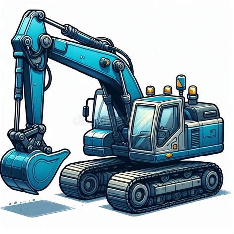 Blue Construction Digger Stock Illustration Illustration Of