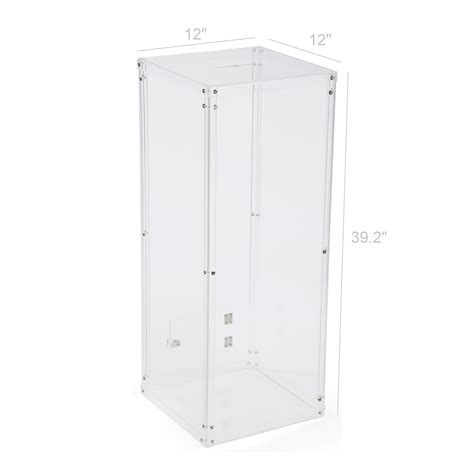 Clear Plexiglass Acrylic Donation Box Fund Raising Stand Display