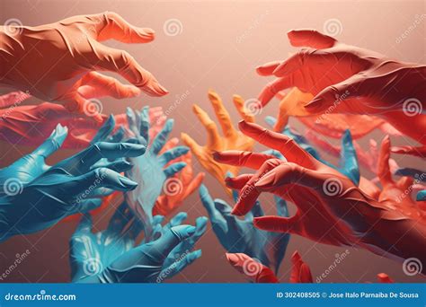 Illustration Of Diverse Hands Reaching Towards A Stock Illustration