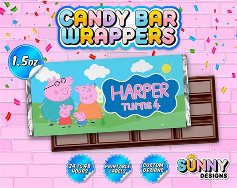 Pig Candy Bar Wrapper Peppa Pig Party Treats Peppa Pig Party Favors 15