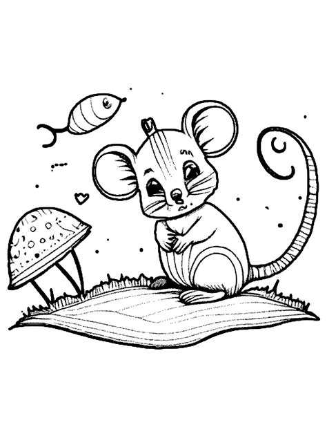 A Cute Mouse Coloring Page · Creative Fabrica