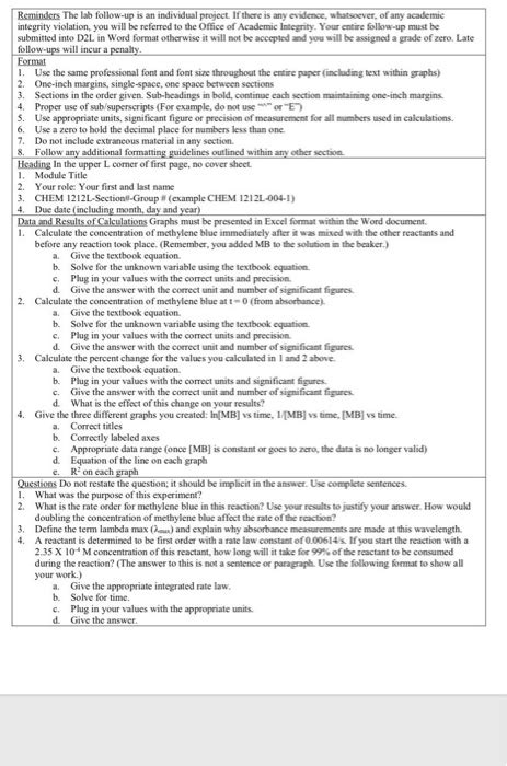 Reminders The Lab Follow Up Is An Individual Project