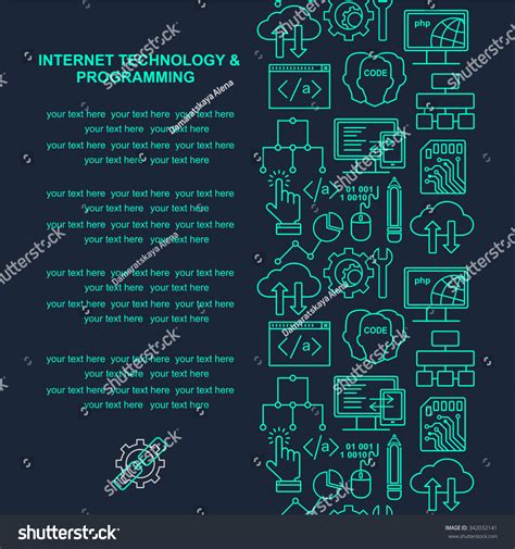 Internet Technology Programming Background Linear Icons Stock