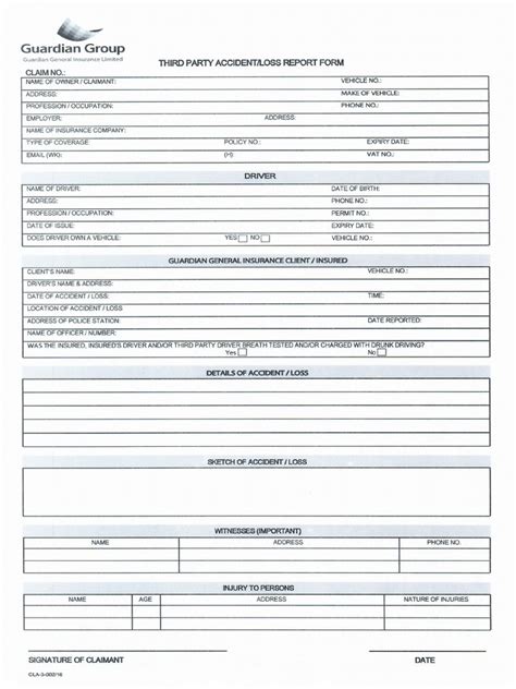 Claim Form Third Party Claim Form Pdf