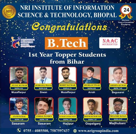 Nri Group Of Institutions On Linkedin Toppers Btech Engineering