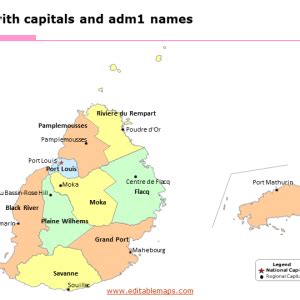 Mauritius Map With 9 Districts Editable Powerpoint Maps