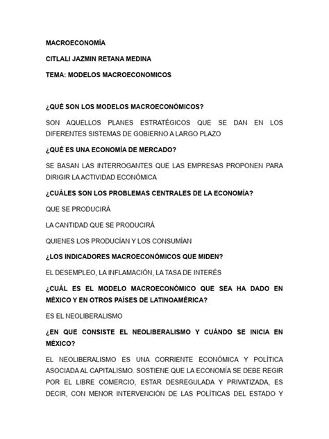 Modelos Macroeconomicos Pdf Macroeconómica Neoliberalismo