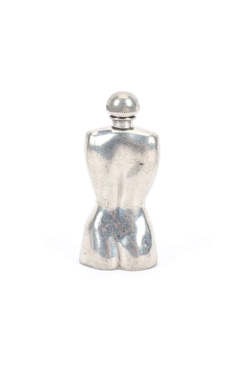 Vintage Alchemy Pewter Female Torso Pewter Flask Recess