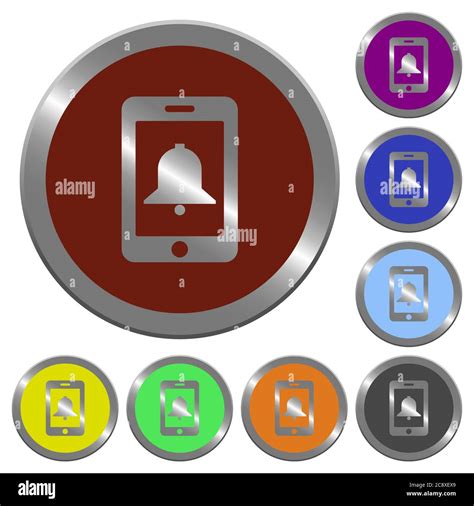 Set Of Color Glossy Coin Like Mobile Alarm Buttons Stock Vector Image And Art Alamy