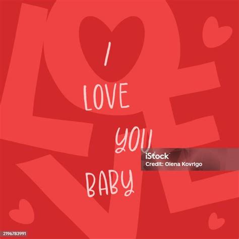 사랑해요 아기 문자 해피 발렌타인 데이 벡터 일러스트 레이 션 빨간 사랑 카드 인사말 카드 포스터 배너에 대 한 사랑 텍스트 배경 2025년에 대한 스톡 벡터 아트 및 기타