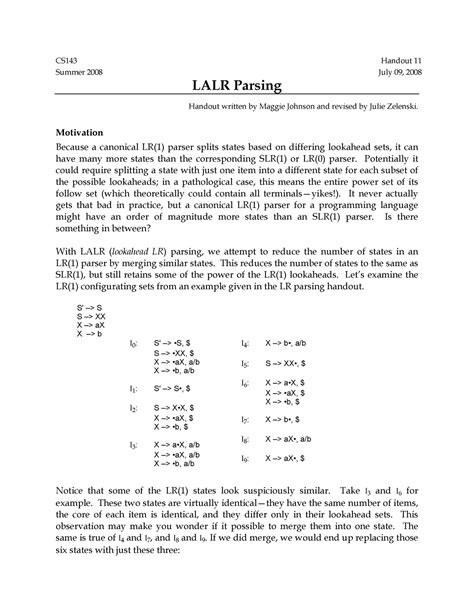 11 Lalr Parsing Lexical Analysis Is A Process Of Lexical Anaysis Is A Part Of The Compiler