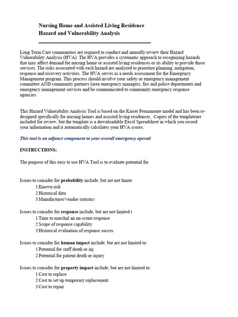 Hva Hazard Vulnerability Analysis Workheet Pdf