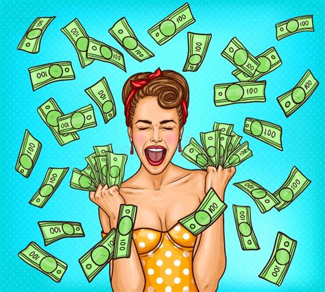 Vector Pop Art Illustration Of An Enthusiastic Young Girl Standing In