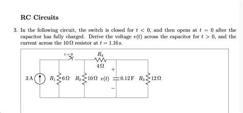 Solved RC Circuits3 In The Following Circuit The Switch Chegg Com