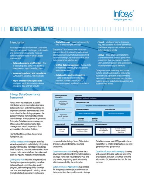 Infosys Data Governance Framework Pdf Data Quality Metadata