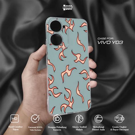 Case VIVO Y03 Fire Motif Clear Case Thick Clear Softcase Premium HD Hp Case Latest