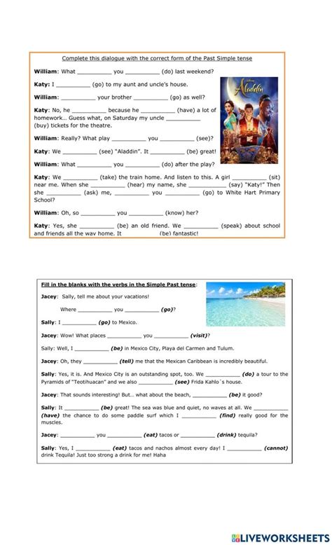 Dialogues In The Past Simple Worksheet English Exam English Lessons