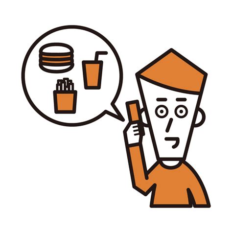 전화로 음식 배달을 요청하는 남성남성의 그림 무료 일러스트 소재집 Kukukeke