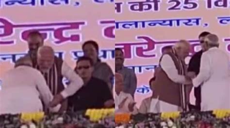 Watch Nitish Kumar Bows To Touch Pms Feet At Bihar Event Heres How