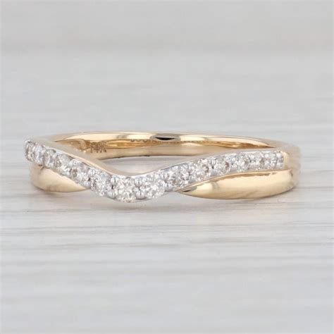 New 025ctw Diamond Contoured Ring 14k Gold Stackable Wedding Band