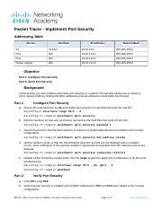 Configuring And Verifying Port Security On Switch For Network Course Hero