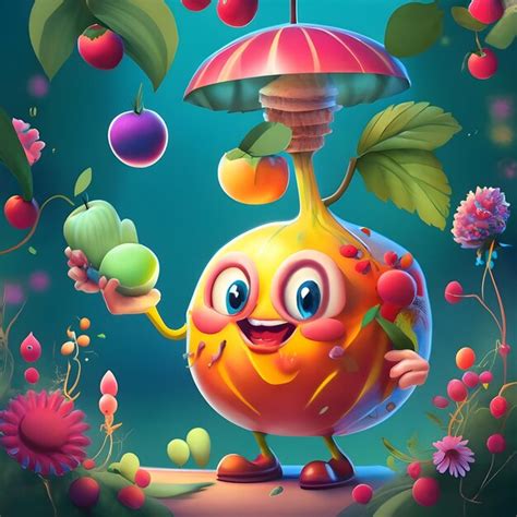 Premium Ai Image Cartoon Funny Fruits Genarative Ai