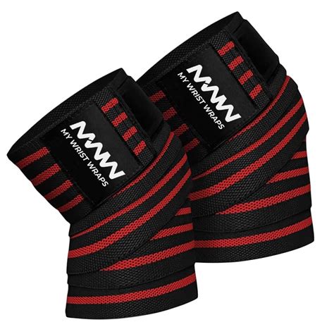 Black With Four Red Strips Knee Wraps My Wrist Wraps