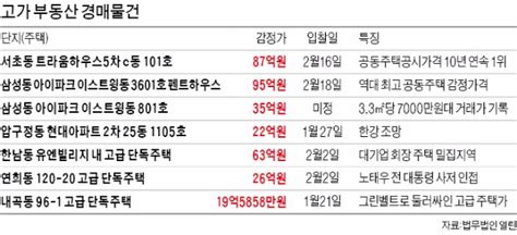 줄줄이 경매 나온 50억이상 초고가 주택