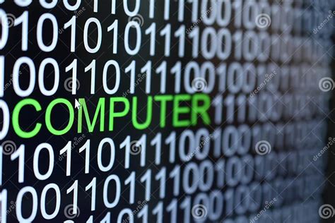 The Binary Code Number Background And Word Of Computer In Green Color