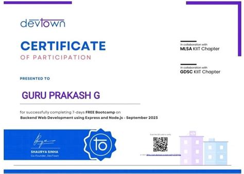 Guru Prakash G On Linkedin Just Completed Backend Web Development Using Express And Nodejs Devtown