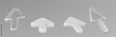 D White And Transparent Cursor Arrow Icon Vector Set Click Pointer Sign For Navigation On Web