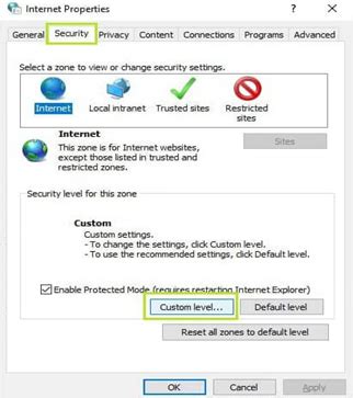 Enable Active Scripting In Internet Options