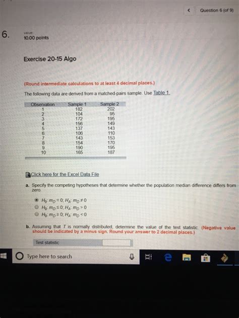 solved question 6 of 9 6 10 00 points exercise 20 15 algo