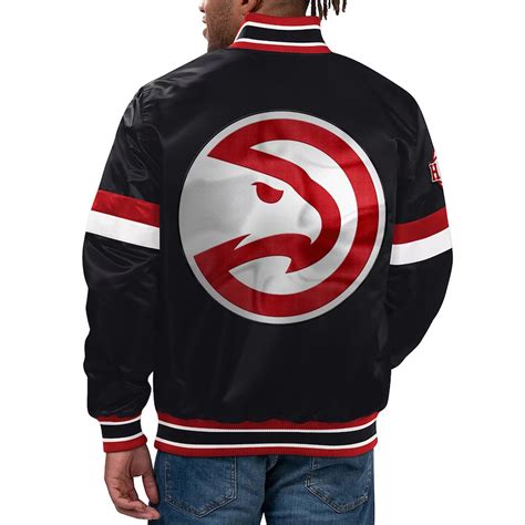 Black Satin Starter Atlanta Hawks Home Game Jacket