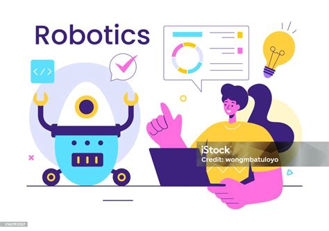 Robotics Vector Illustration Of Artificial Intelligence Robots Communicating With Technology And