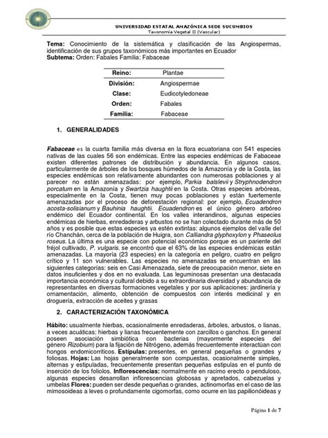 Familia Fabaceae Pdf Organismos Plantas