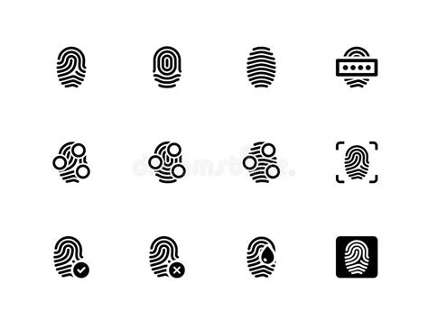 Set Of Circle Fingerprint Icons Design For App Finger Print Flat Scan Personal Id For