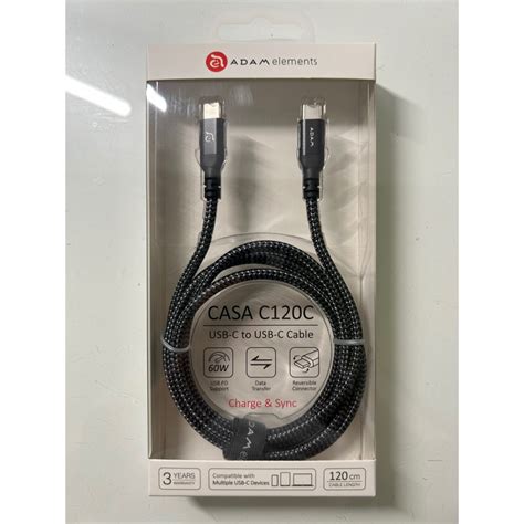 《全新》 亞果元素 Casa C120c Usb C 對 Usb C 60w 充電傳輸線 120cm 蝦皮購物