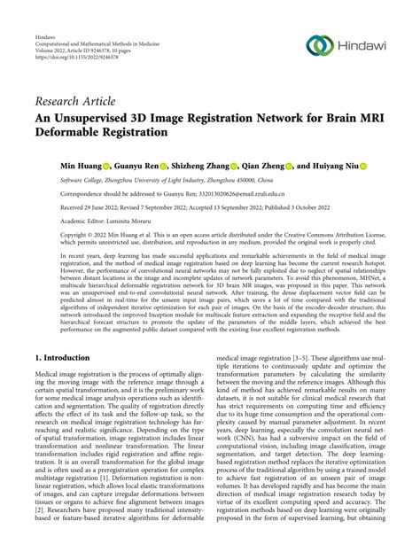 Pdf An Unsupervised 3d Image Registration Network For Brain Mri