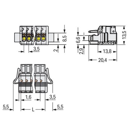 ᐈ 1 Conductor Female Connector Push Button Push In Cage Clamp® Light